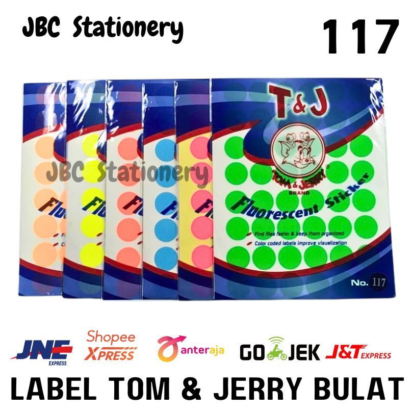 Jual Label sticker stiker bulat 117 warna 22mm tom jerry hijau putih ...