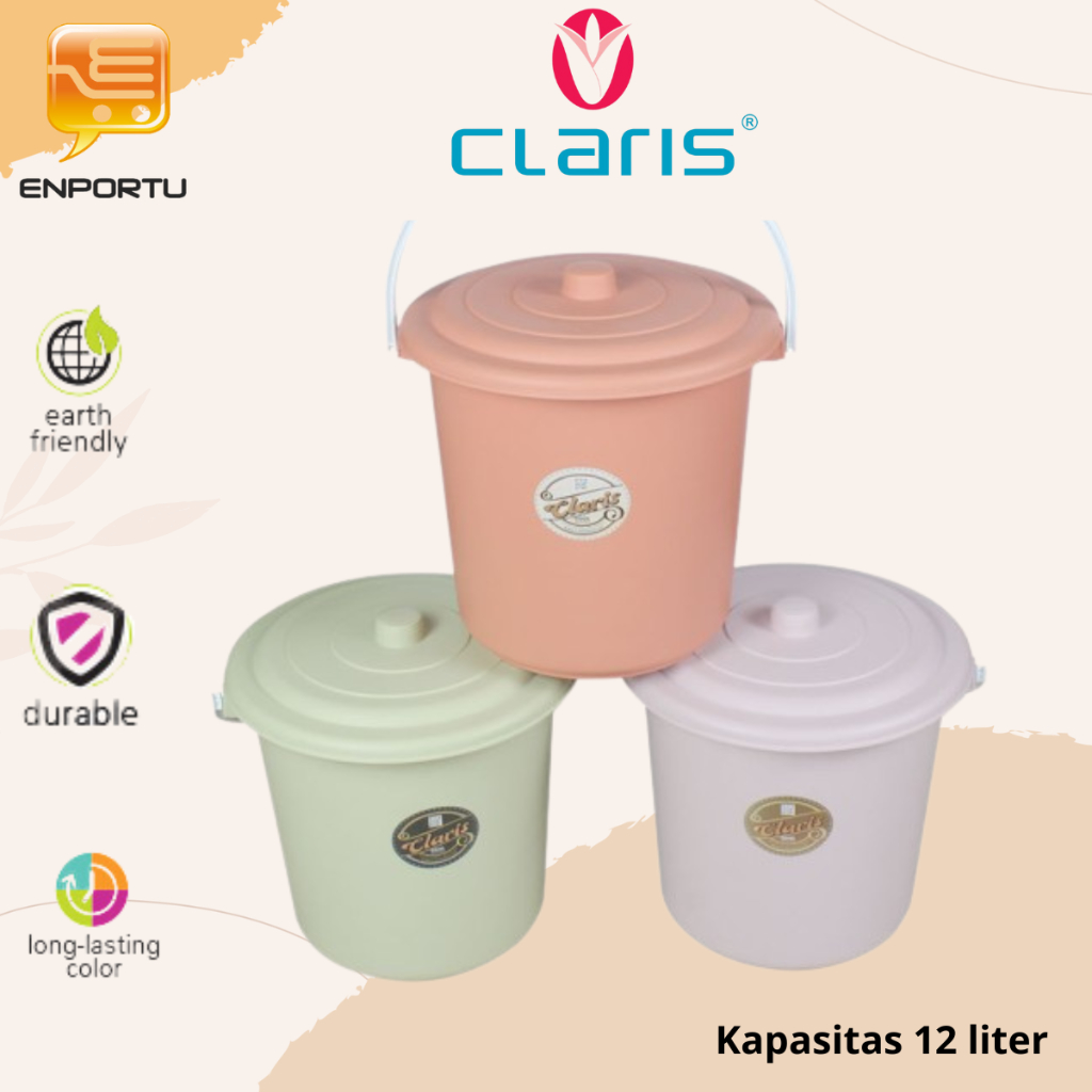 Jual CLARIS Ember Plastik 12 Liter EMB 12 RE Dengan Tutup dan Handle ...