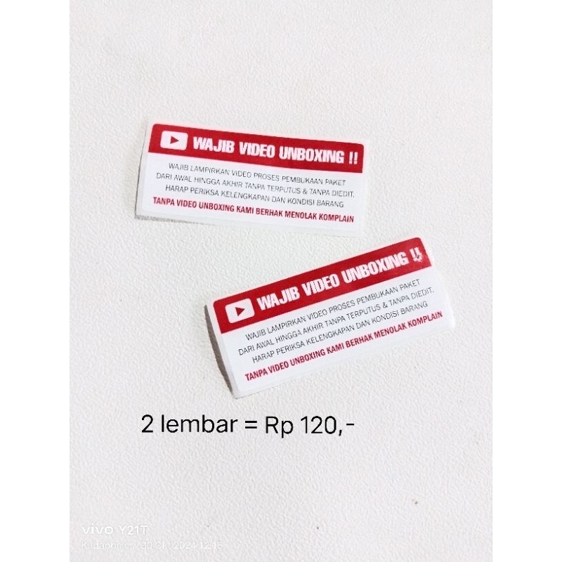 Jual Stiker Label Wajib UNBOXING persegi panjang 70 X 30 mm | Shopee ...