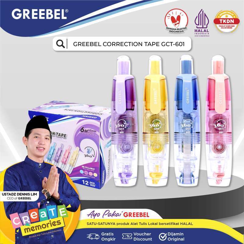 Jual Greebel Correction tape GCT-601 - Stipo Kertas 6MX6MM - Stipo ...