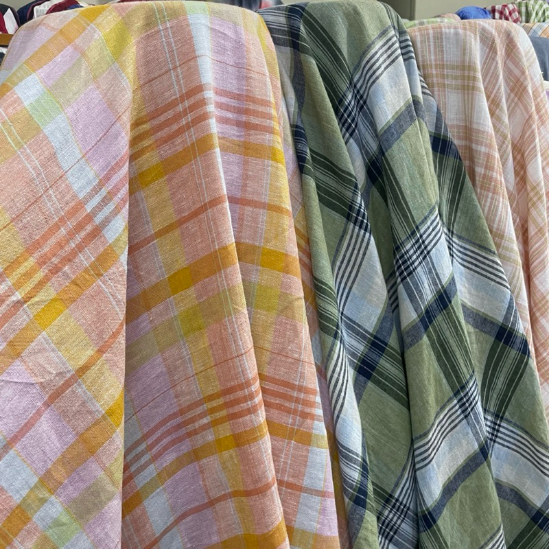 Jual Kain katun Linen impor kotak series (harga 0.5mtr/50cm) | Shopee ...