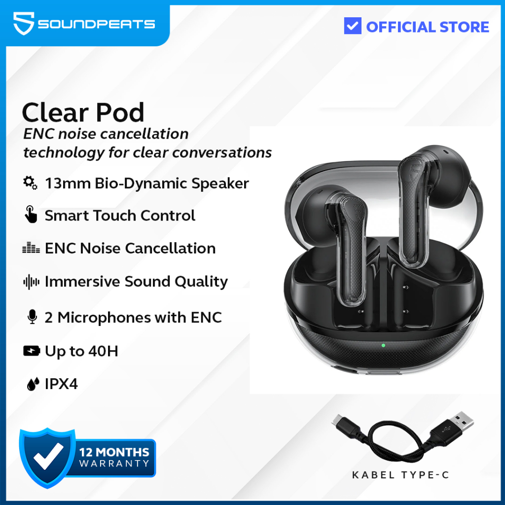 Jual SoundPEATS Clear pod True Wireless with ENC Noise Cancellation ...