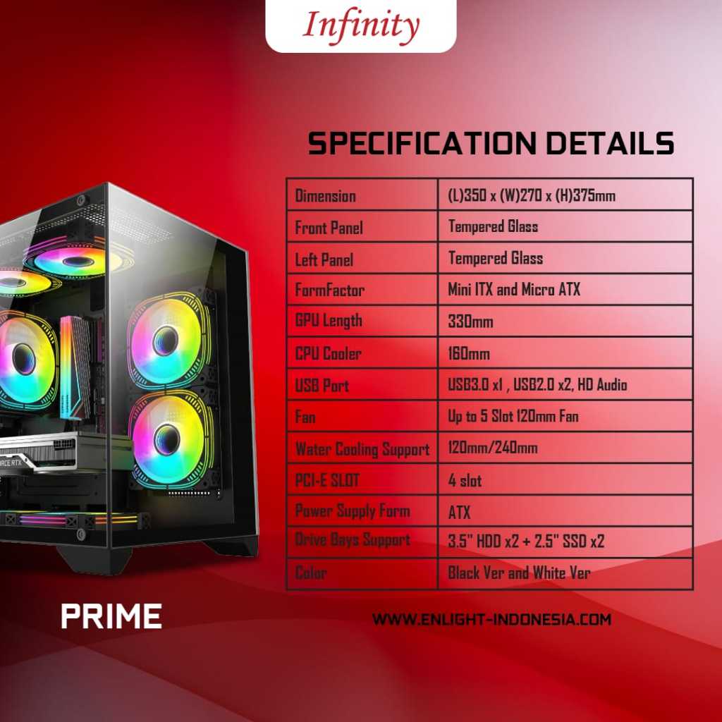 Jual INFINITY CASE PRIME ( mATX, Dual Aquatic Tempered ) | Shopee Indonesia