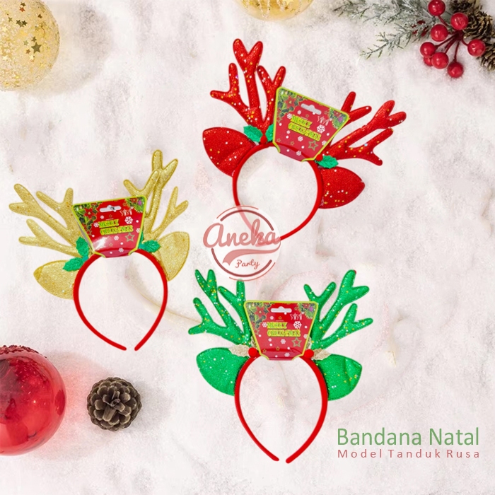 Jual Bando Natal Tanduk Rusa Kuping / Bando Natal Merry Christmas ...