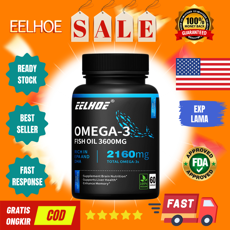 Jual Minyak Ikan 3600 Mg, Fish Oil Omega 3, Epa & Dha, Mendukung Kesehatan Jantung, Otak & Mata ...