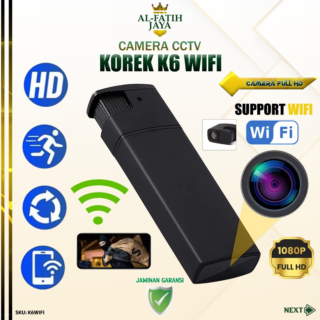 Jual Spy Camera Mini Unik K6 Wifi V18 IP Kamera Korek Lighter Elektrik ...