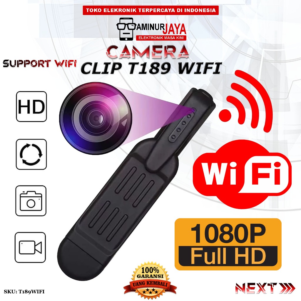 Jual T189 WiFi Spy Camera Pen Back Klip Kamera Mini DV Tersembunyi HD ...
