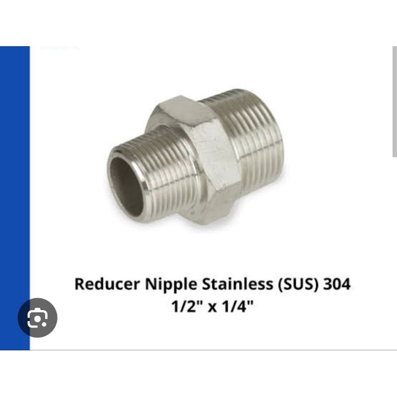Jual Double Nepel Stainless 1/4" x 1/2" Turunan / reducer | Shopee ...