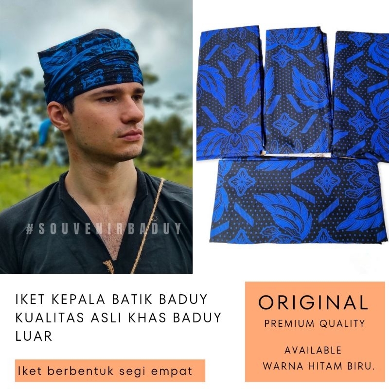 Jual Iket batik khas baduy luar warna hitam biru ukuran 100x100cm segi ...