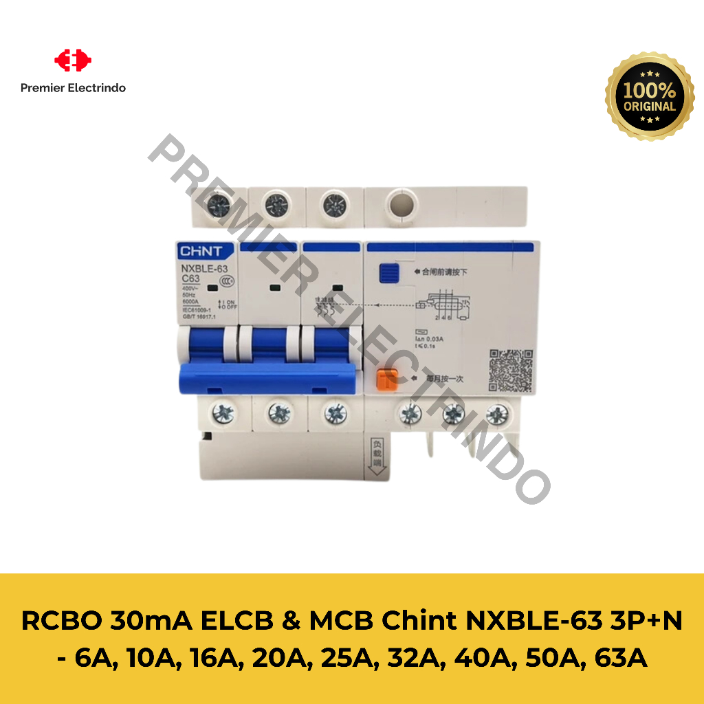 Jual RCBO 30mA ELCB & MCB Chint NXBLE-63 3P+N 6kA - (6A - 63A) | Shopee Indonesia