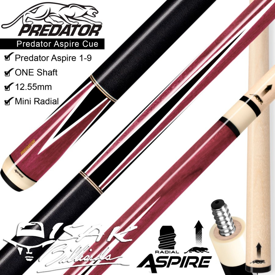 Jual Predator Aspire 1-9 Pool Cue | low Deflection Radial Stick Billiard - With One Shaft ...