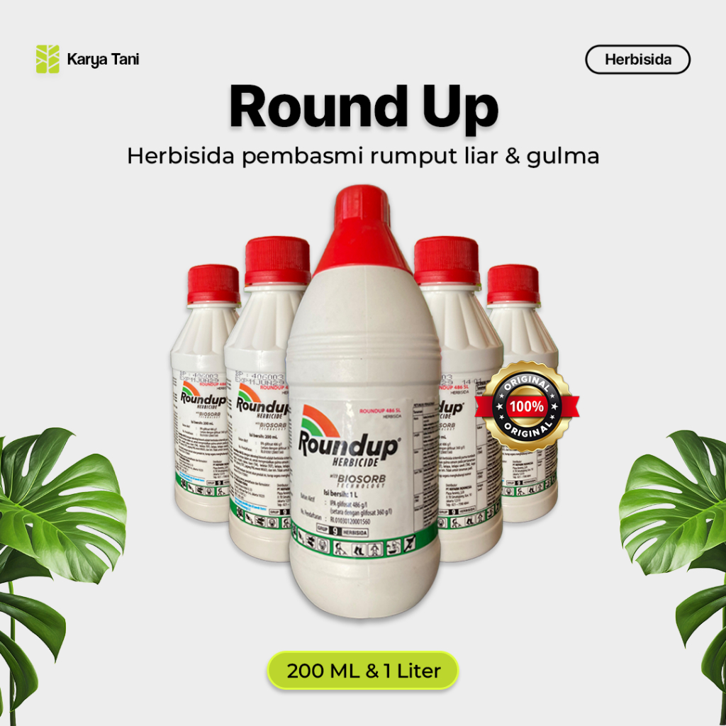 Jual ROUND UP 486SL HERBISIDA OBAT PEMBASMI RUMPUT DAN GULMA 200 ML & 1 ...