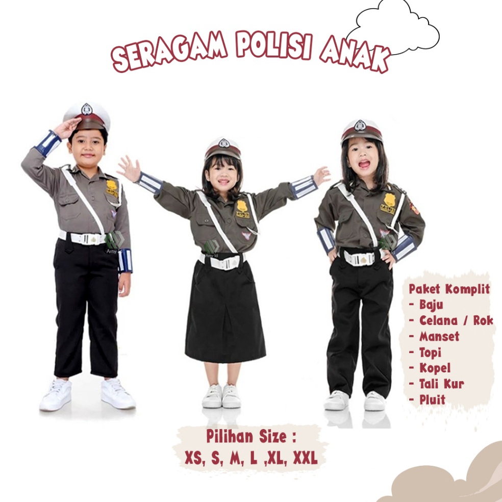 Jual KODE F94S SERAGAM POLISI ANAK Laki laki Perempuan Baju Seragam ...