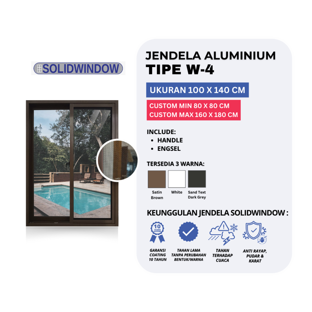 Jual Jendela Aluminium SOLIDWINDOW W-4 SLIDING INSECT SCREEN | Shopee ...
