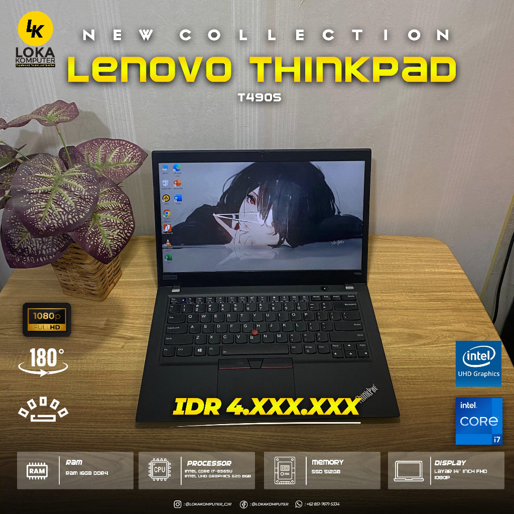 Jual lenovo thinkpad t490s i7 8565 16gb 512ssd w10pro keyboard ...