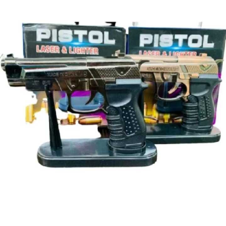 Jual Korek Api Gas Laser Model PIstol Ukuran Sedang Free Stand M9 ...