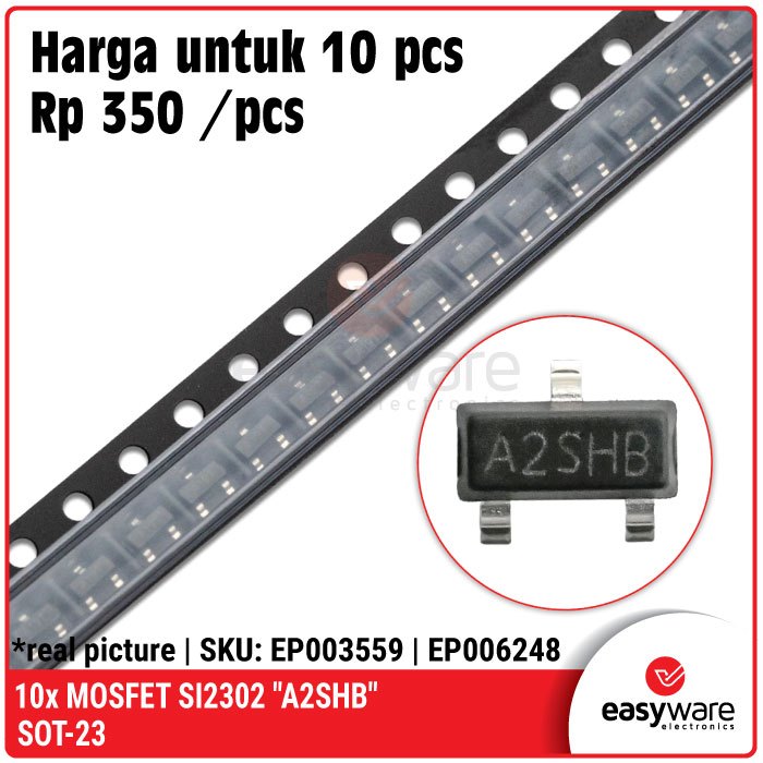 Jual 10x MOSFET SI2302 A2SHB SOT-23 Transistor Mosfet SI2302S SMD SMT 1 ...