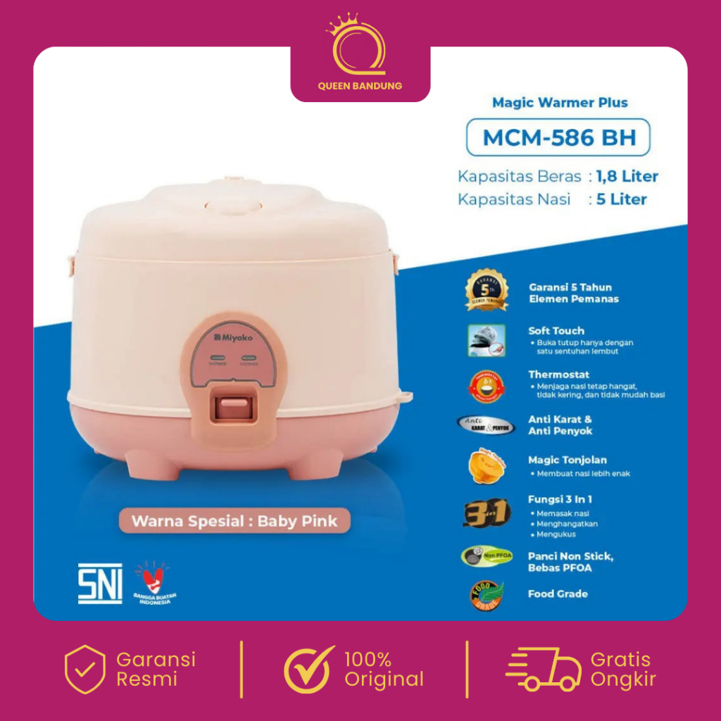 Jual Miyako Rice Cooker Nanoal Black Diamond 1.8 Liter MCM-586 BH Baby ...