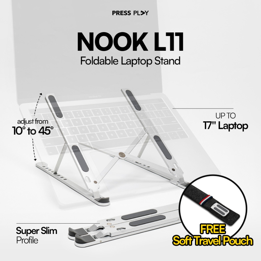 Jual NOOK L11 Foldable Laptop Stand Gray by Press Play | Shopee Indonesia