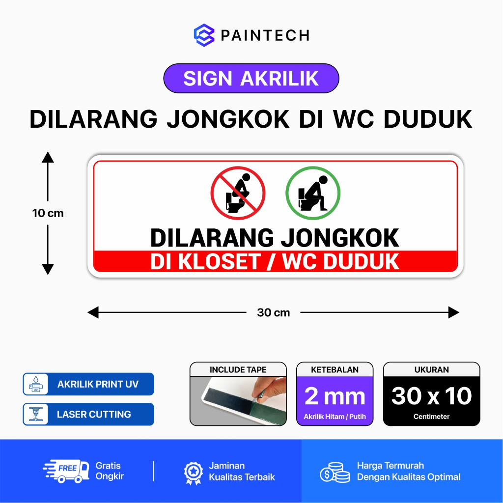 Jual Akrilik Sign Dilarang Jongkok Di WC Duduk Ukuran 30 X 10 Signboard ...