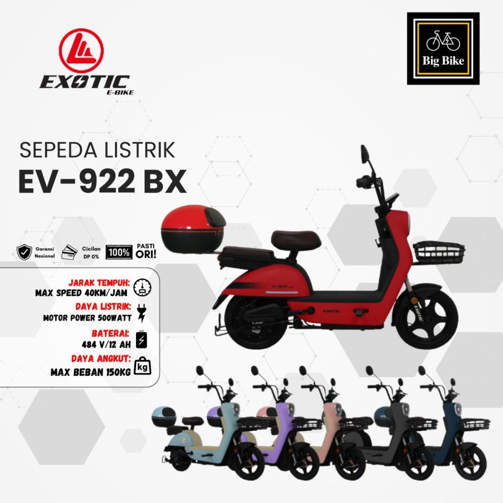 Jual Sepeda Listrik Exotic EV-922 BX 500Watt Garansi Resmi | Shopee ...