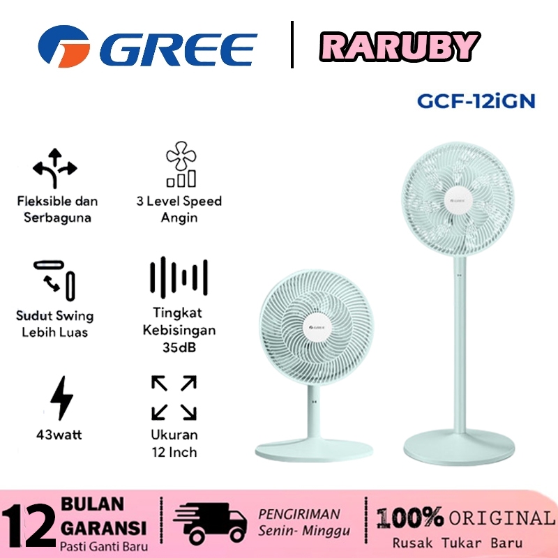 Jual Gree Wind Green Fan Kipas Angin Low Watt Fleksibel 3 Tingkat Level ...