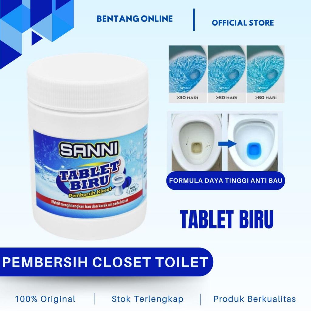 Jual Tablet Biru Pembersih Kloset Penyegar Toilet Kamar Mandi WC Sanni ...