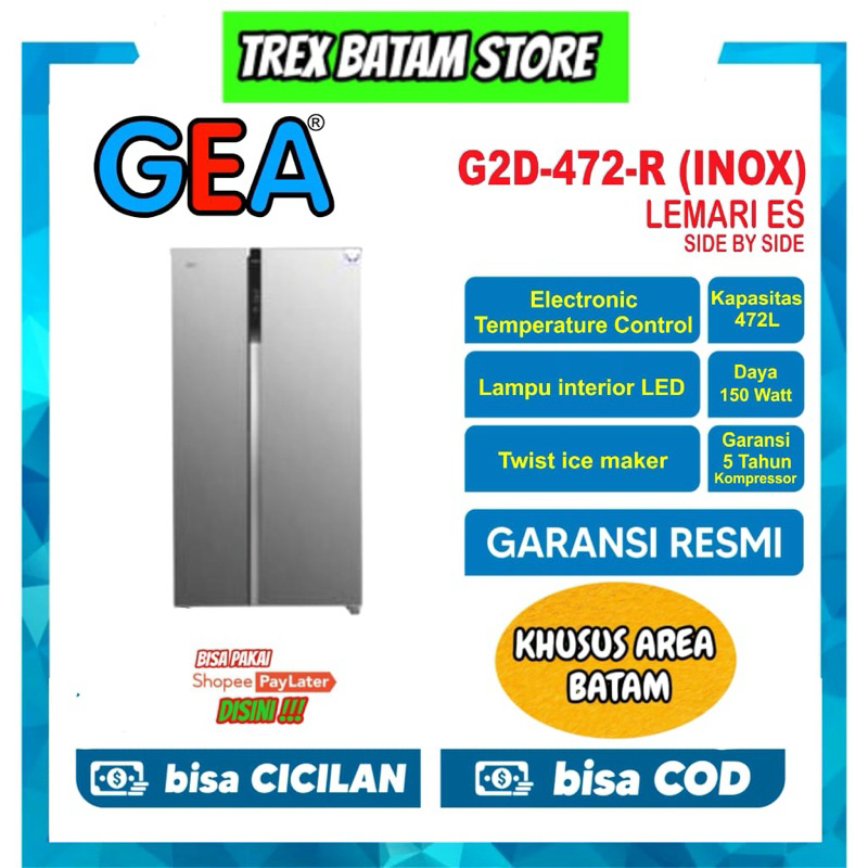 Jual GEA KULKAS SIDE BY SIDE LEMARI ES G2D 472 R INOX GARANSI RESMI ...