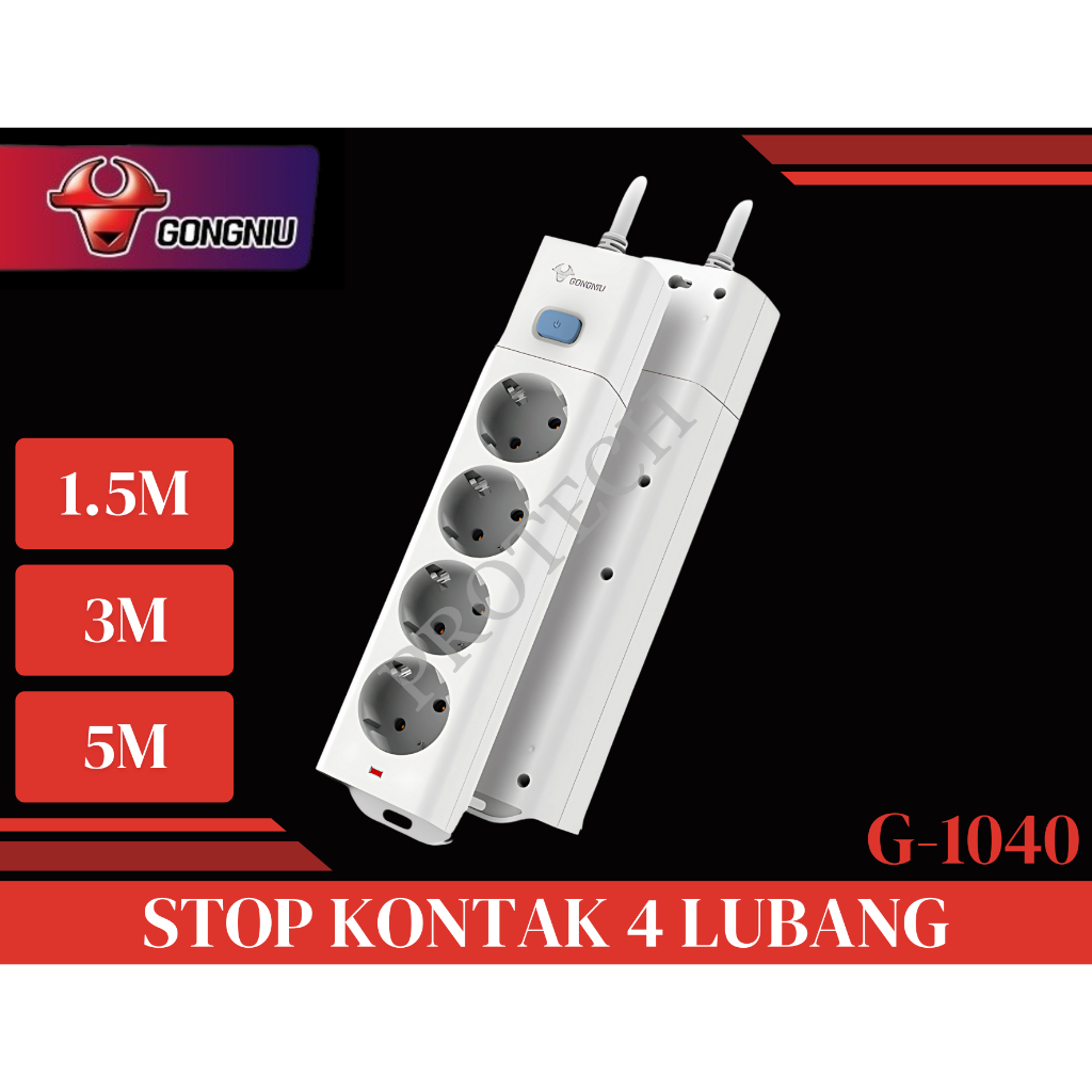 Jual GONGNIU GONEO G1040 / STOP KONTAK SWITCH SAKLAR ON OFF 4 LUBANG 1.5M/3/5/ TERMINAL KUNINGAN ...