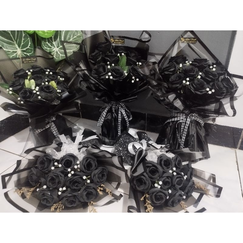 Jual BUCKET HITAM BUKET COWOK-BOUQUET HITAM ELEGAN-MAWAR HITAM PREMIUM ...