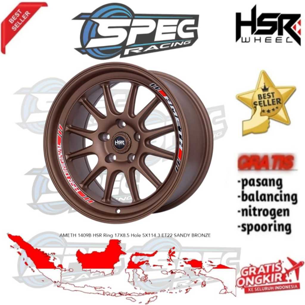 Jual Velg Mobil Racing HSR AMETH Ring 17 Pelek R17 Innova Zenix Venturer Inova Reborn Crv Xtrail ...