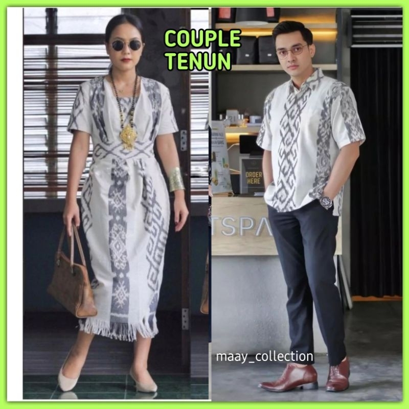 Jual Baju set couple tenun asli etnik jepara lengan pendek motif toraja warna putih | Shopee ...