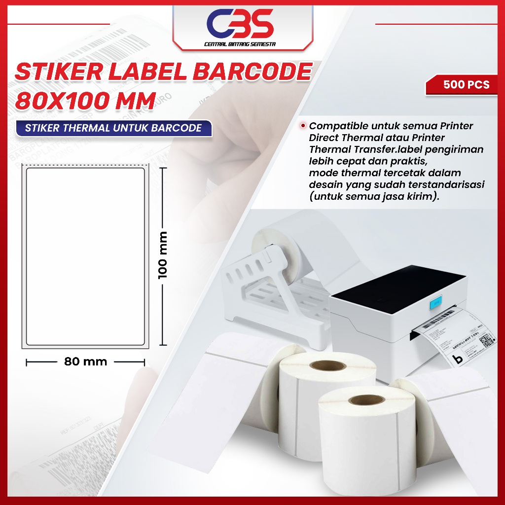 Jual (READY) Kertas Label Barcode 80x100mm - Stiker Label Thermal 80mm - 500 PCS | Shopee Indonesia