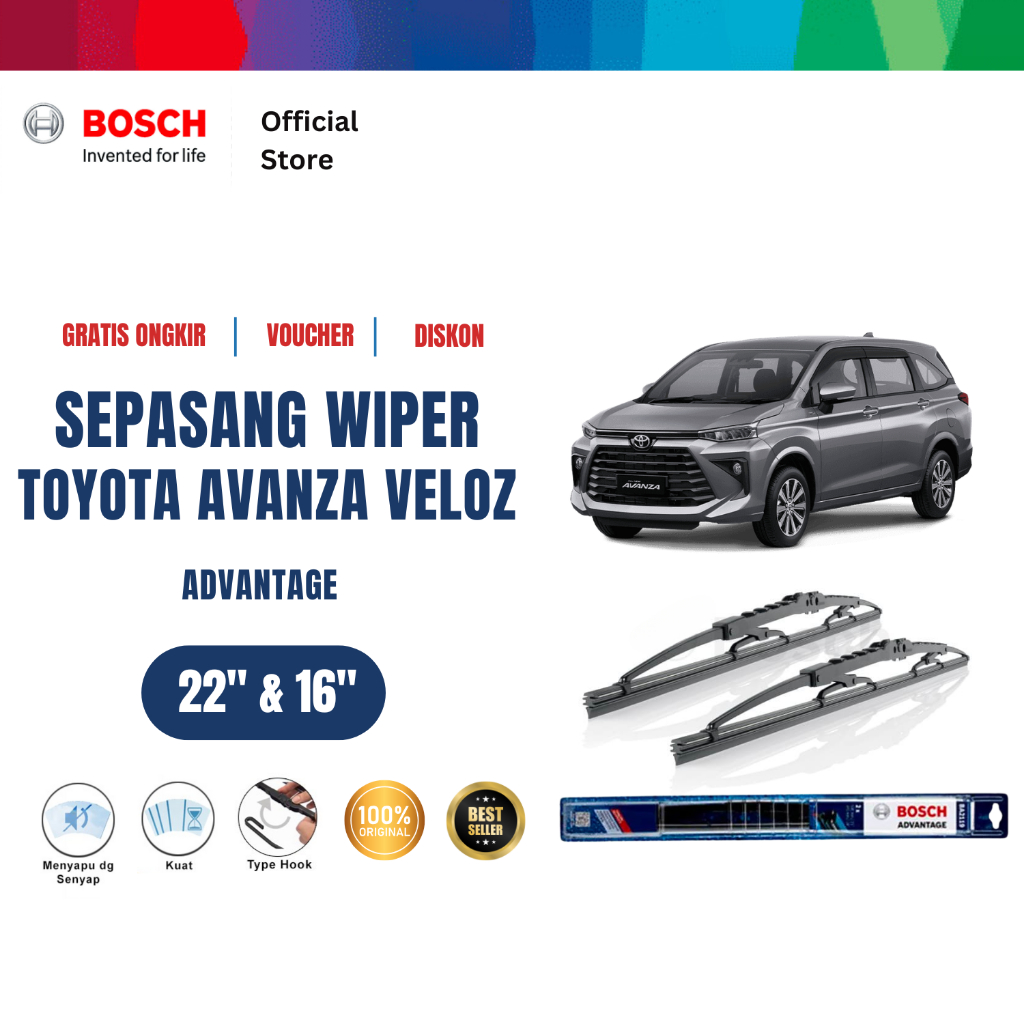 Jual Bosch Sepasang Wiper Kaca Mobil Avanza Veloz Advantage 22 dan 16 Inci | Shopee Indonesia