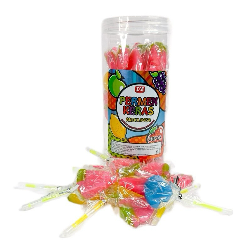 Jual PERMEN DSM LOLIPOP STICK PERMEN KERAS CANDIES 1 TOPLES ISI 30PCS ...
