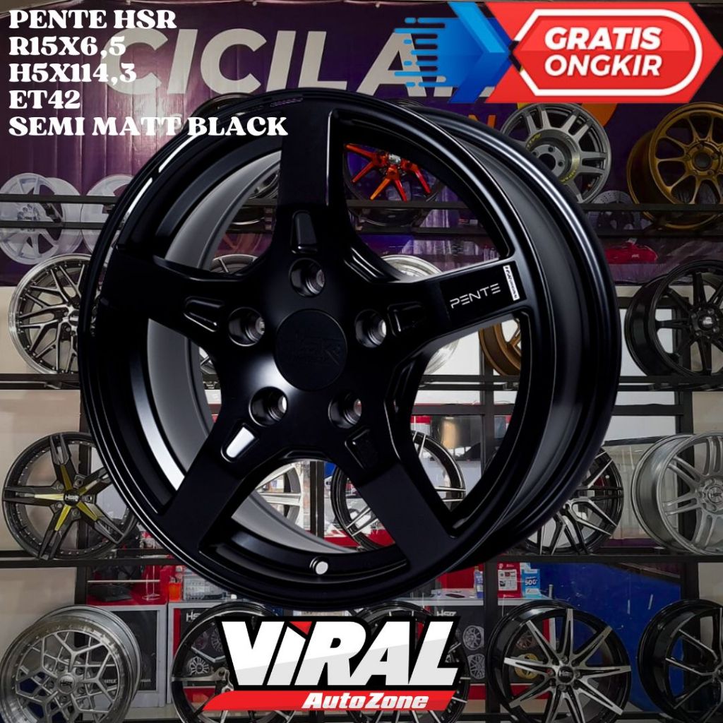 Jual Velg Mobil Ring 15 HSR PENTE R15 LEBAR 6,5 LOBANG BAUT 5 ET42 BLACK | Shopee Indonesia
