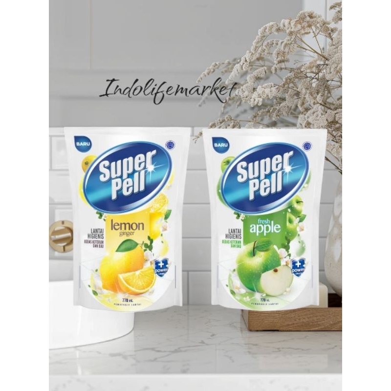 Jual Super Pell Pembersih Lantai Refill Fresh Apple/Lemon 770MI ...