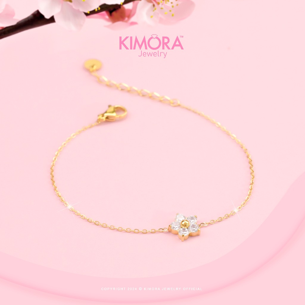 Jual Kimora - Gelang Titanium Wanita Flower Peri Gold Plated 18k Gtt290 ...