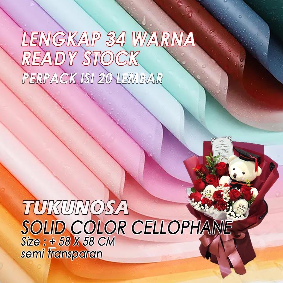 Jual [PERPACK] SOLID COLOR CELLOPHANE - FLOWER WRAPPING PAPER KERTAS ...