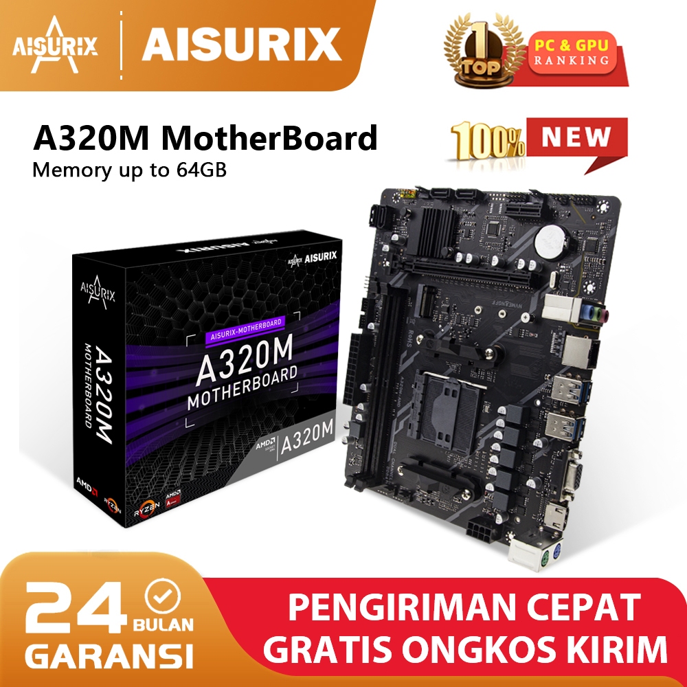 Jual AISURIX Motherboard A320M ATX Nvme SATA M.2 AM4 DDR4 USB3.0 A320M ...