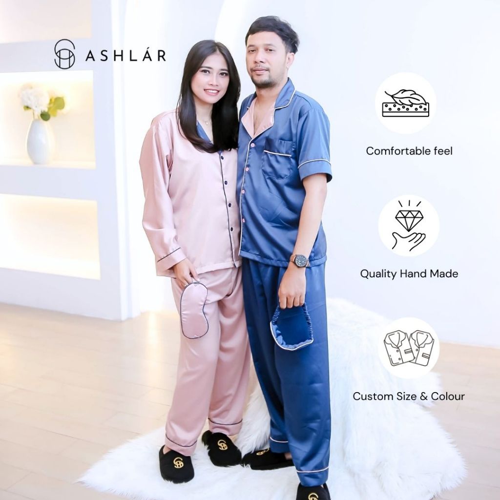 Jual ASHLAR Custom Piyama Couple Flora free Bordir Nama Paket Seserahan ...