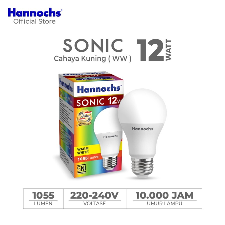 Jual ( 1 DUS ) Lampu Led Hannochs Sonic 12 Watt WARM WHITE | Shopee ...