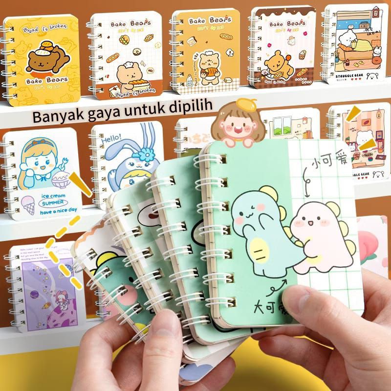 Jual Note book ring motif memo kecil A7 spiral isi 80 Lembar notebook mini / buku catatan ring ...