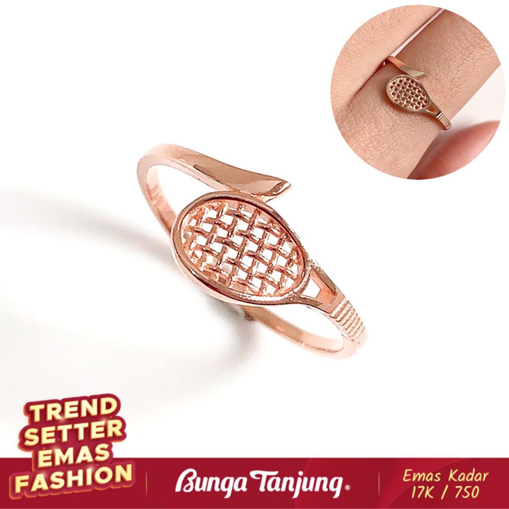 Jual CINCIN RAKET TENIS THIN - EMAS 17K - BUNGA TANJUNG GOLD | Shopee ...
