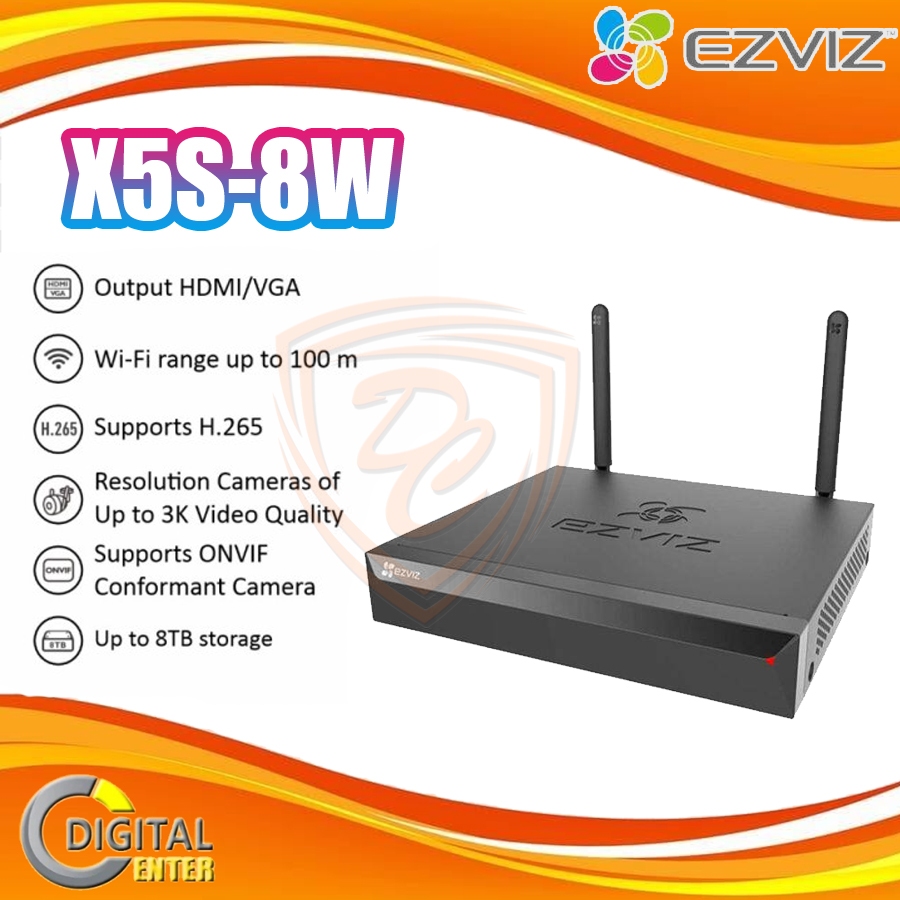 Jual NVR EZVIZ X5S-8W Wireless NVR with HDMI & VGA Outputs Wifi Camera ...