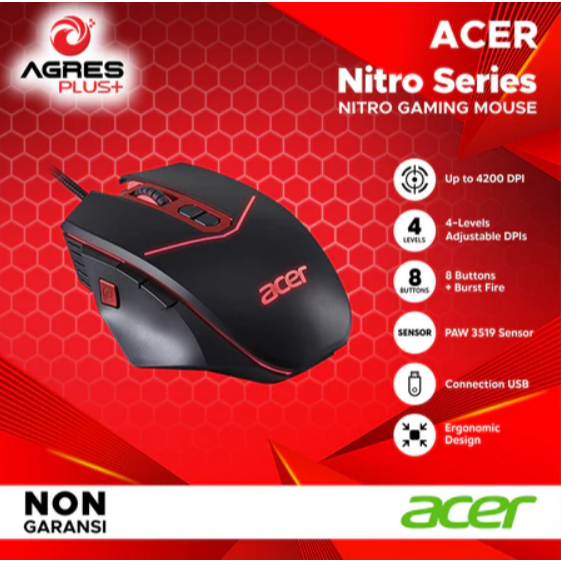 Jual ACER Nitro NMW120 Mouse Gaming 4200 DPI KADO AGP | Shopee Indonesia