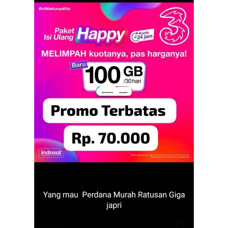 Jual Perdana TRI Internet 150GB | Shopee Indonesia