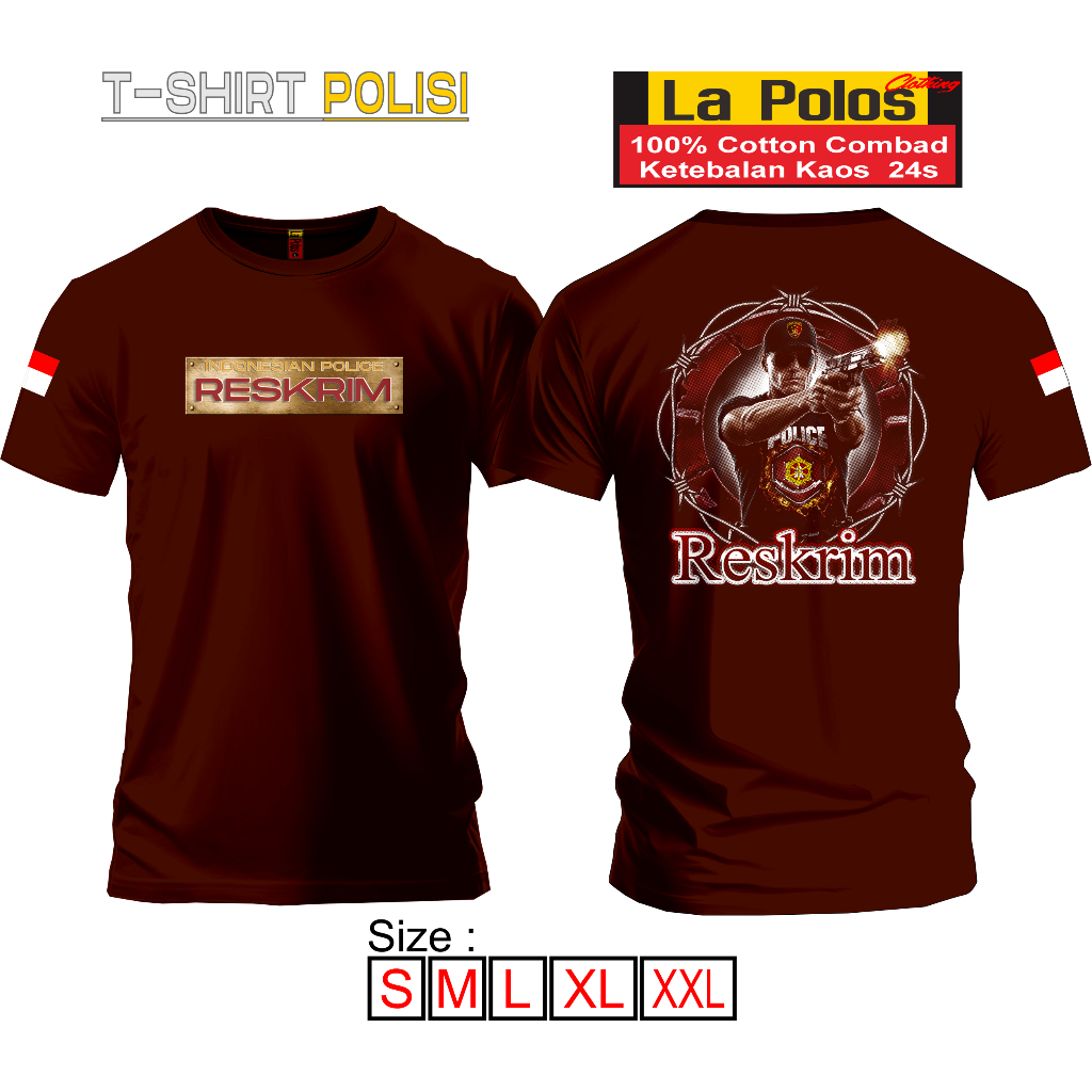 Jual LA POLOS Kaos Indonesian Police Reskrim - Merah marun | Shopee Indonesia