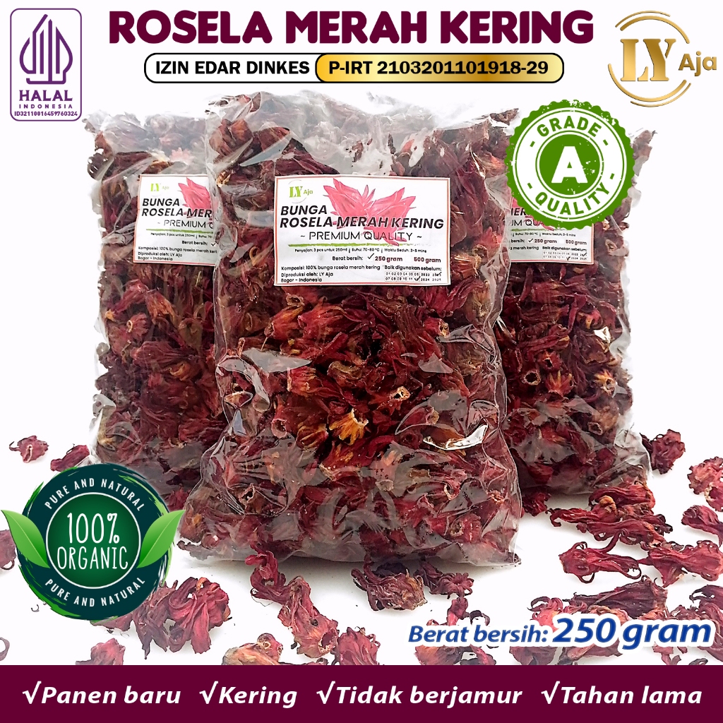 Jual Teh Bunga Rosela Merah Kering LY Aja 250g – Teh Rosella Herbal ...