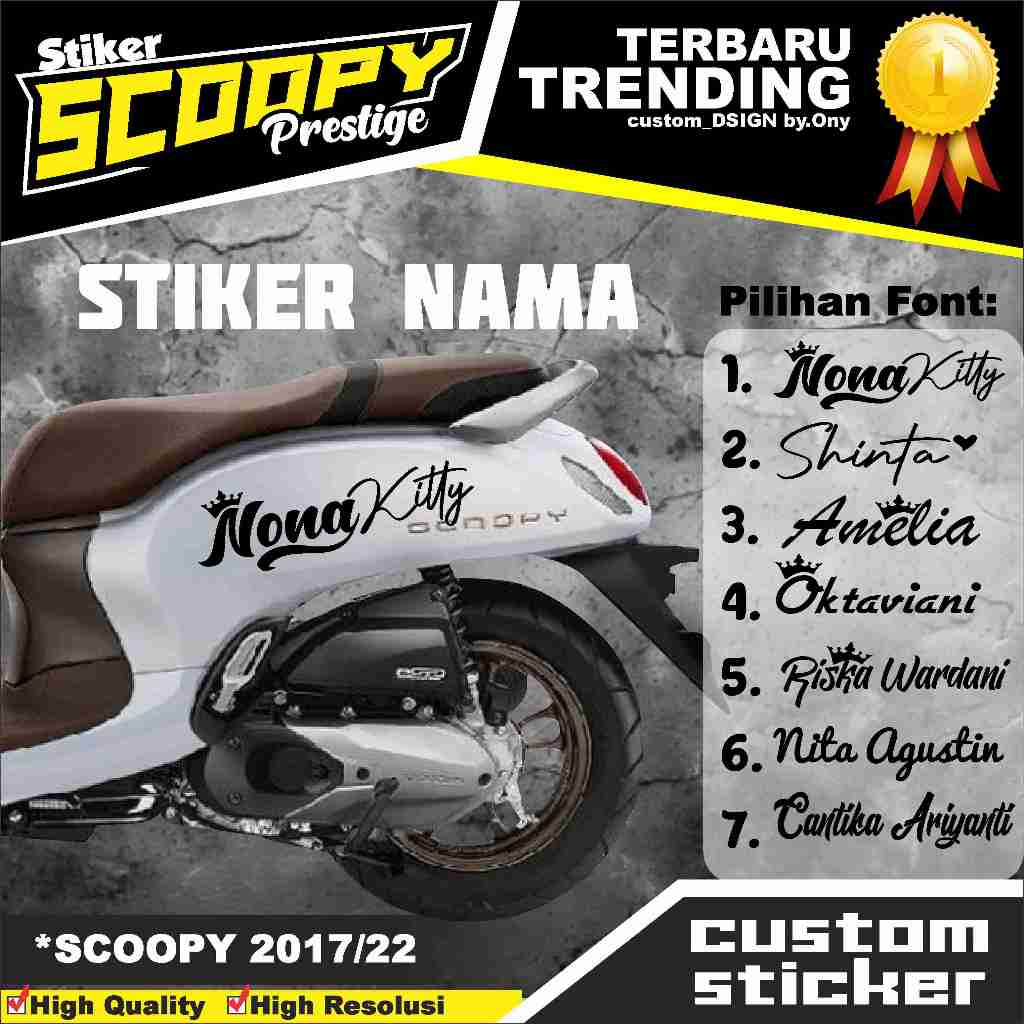 Jual STIKER MOTOR NAMA CUSTOM SCOOPY BEAT NMAX VARIO BISA REQUES ...